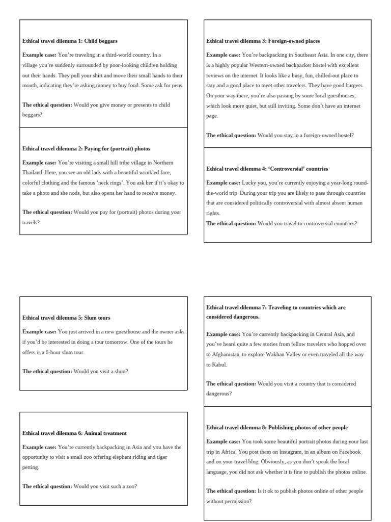 Ethical travel dilemma | PDF