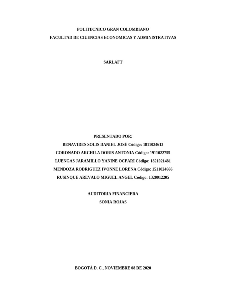 SARLAFT | PDF | Riesgo | Lavado de dinero