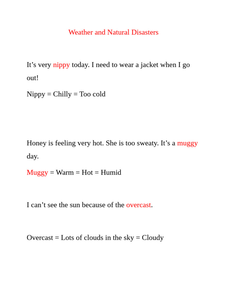 Weather Vocabulary and Conditions | PDF | Rain | Weather