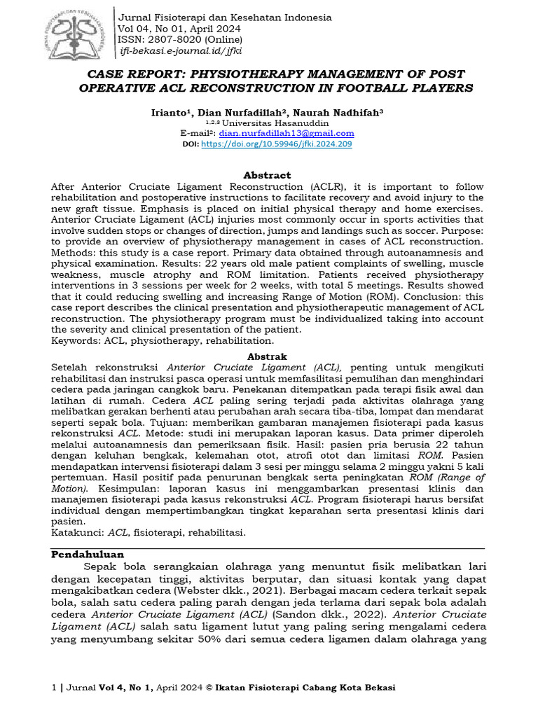 Jurnal Fisioterapi Post Op ACL 13-11-PBi | PDF