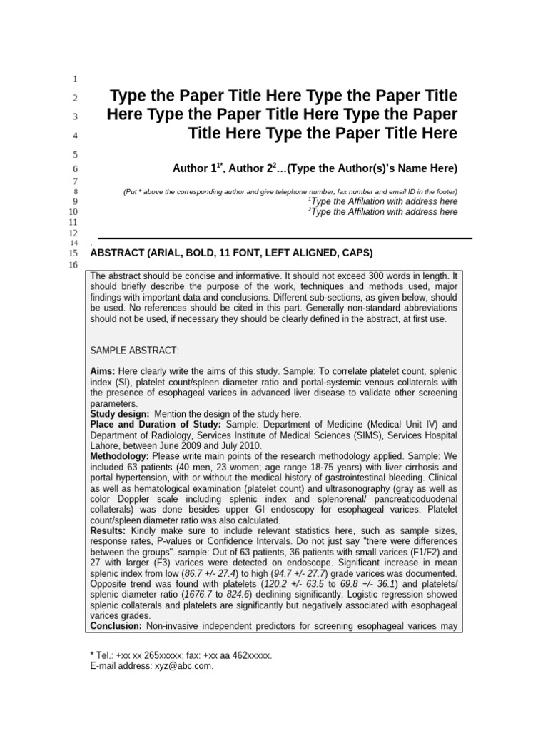 SDI-Paper-template | PDF | Cirrhosis | Arial