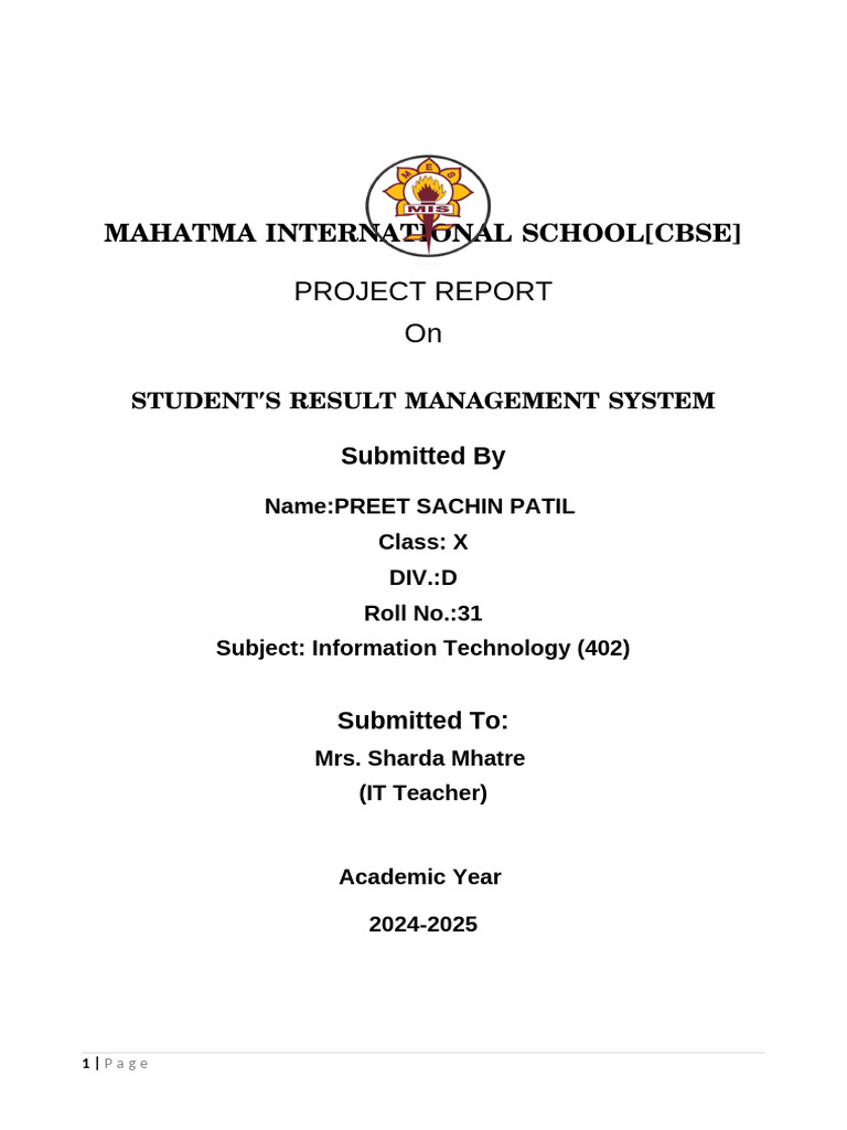 10th IT (402) Refrence Project File 2024-2025 | PDF | Databases | Information