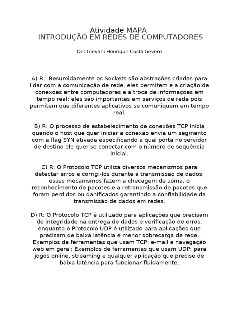 Atividade MAPA Respostas | PDF