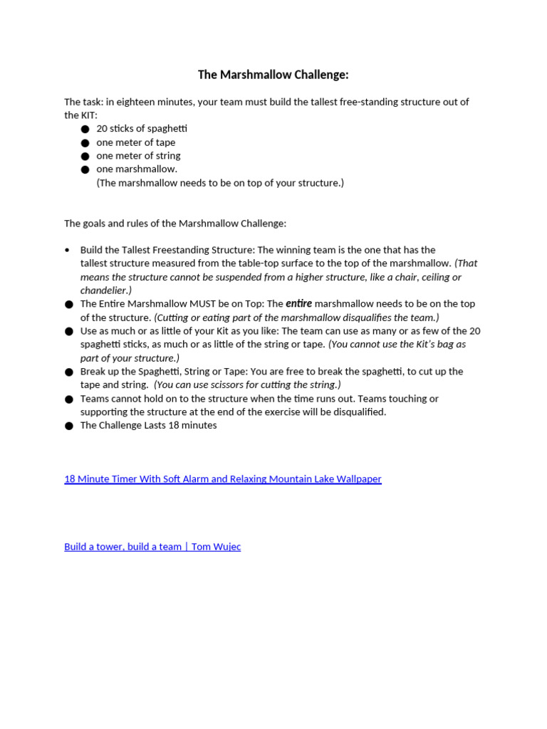 The Marshmallow Challenge | PDF