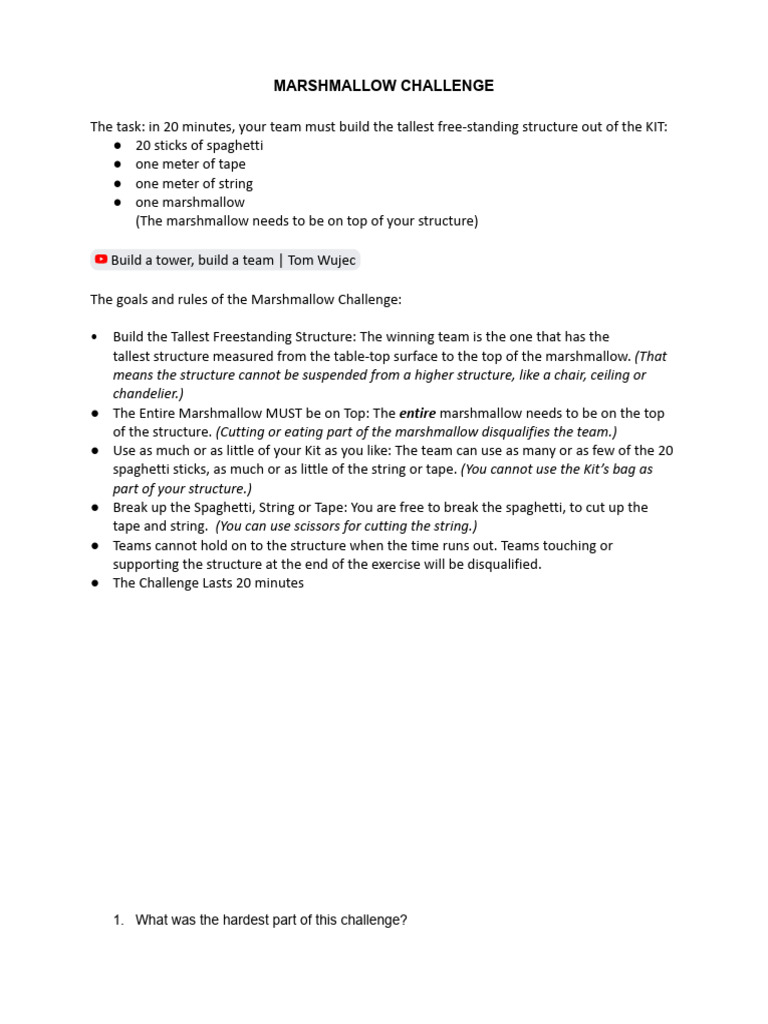 Marshmallow Challenge | PDF