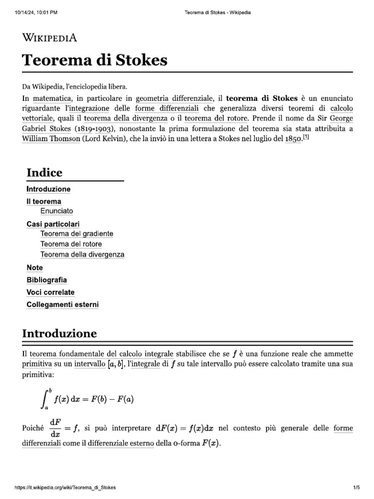 Teorema Di Stokes | PDF