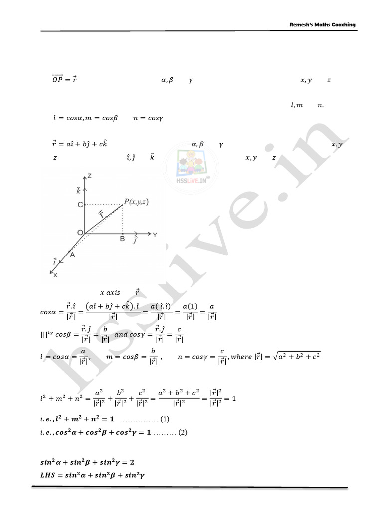 Hsslive - ch11 Three Dimensional Geometry | PDF | Line (Geometry ...