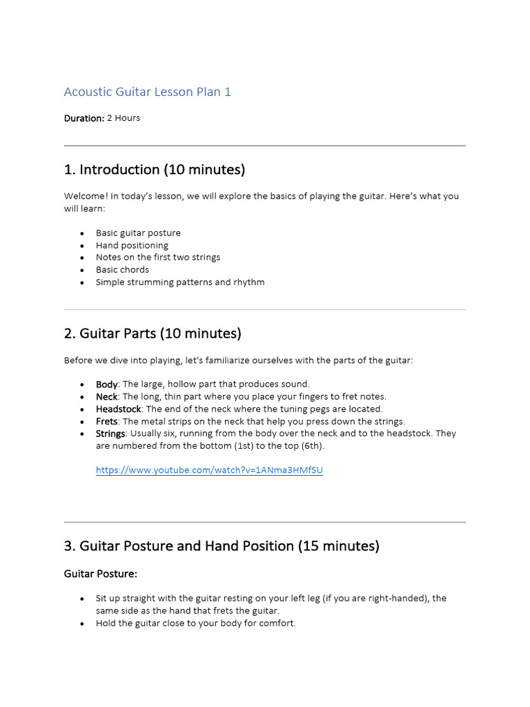 Acoustic Guitar Lesson Plan 1 | PDF | Guitars | String Instruments