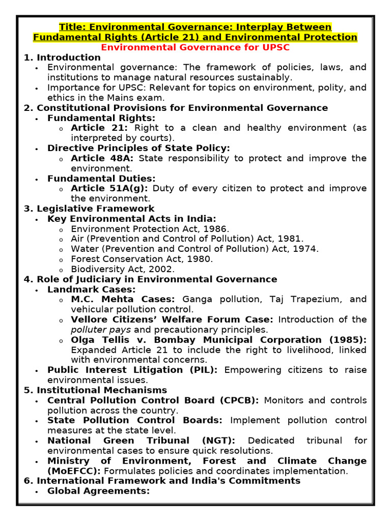 Environmental Governance and Rights in India | PDF | Sustainability ...