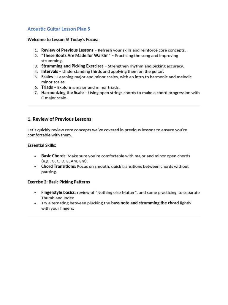 Acoustic Guitar Lesson Plan 5 | PDF | Minor Scale | Chord (Music)