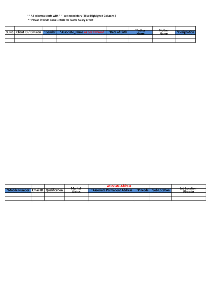 TeamLease MOL Empty Template | PDF