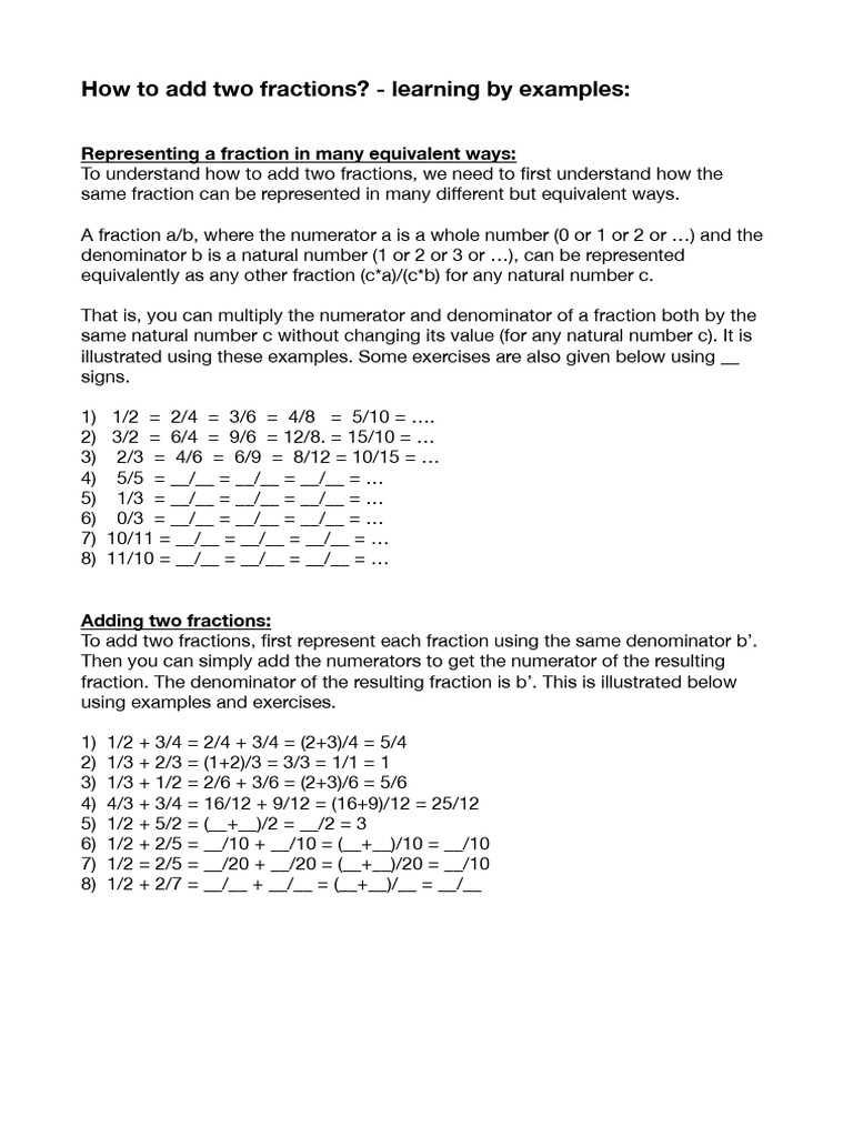 Add Two Fractions | PDF