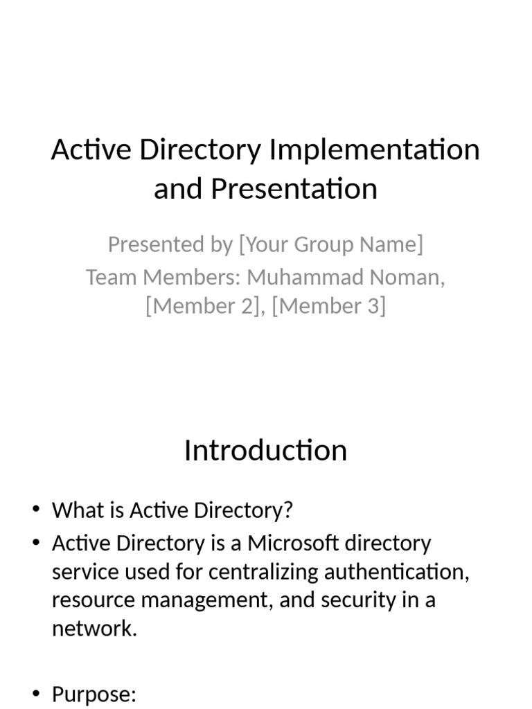 Active Directory Presentation | PDF