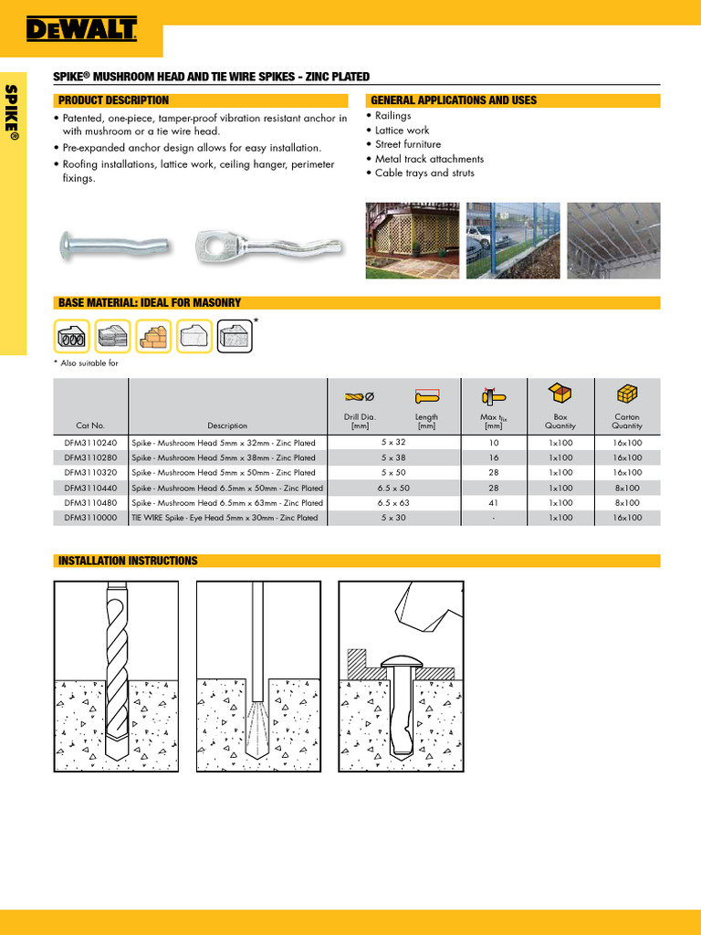 DW - Mechanical Anchors SPIKE TDS EN | PDF | Materials | Building ...