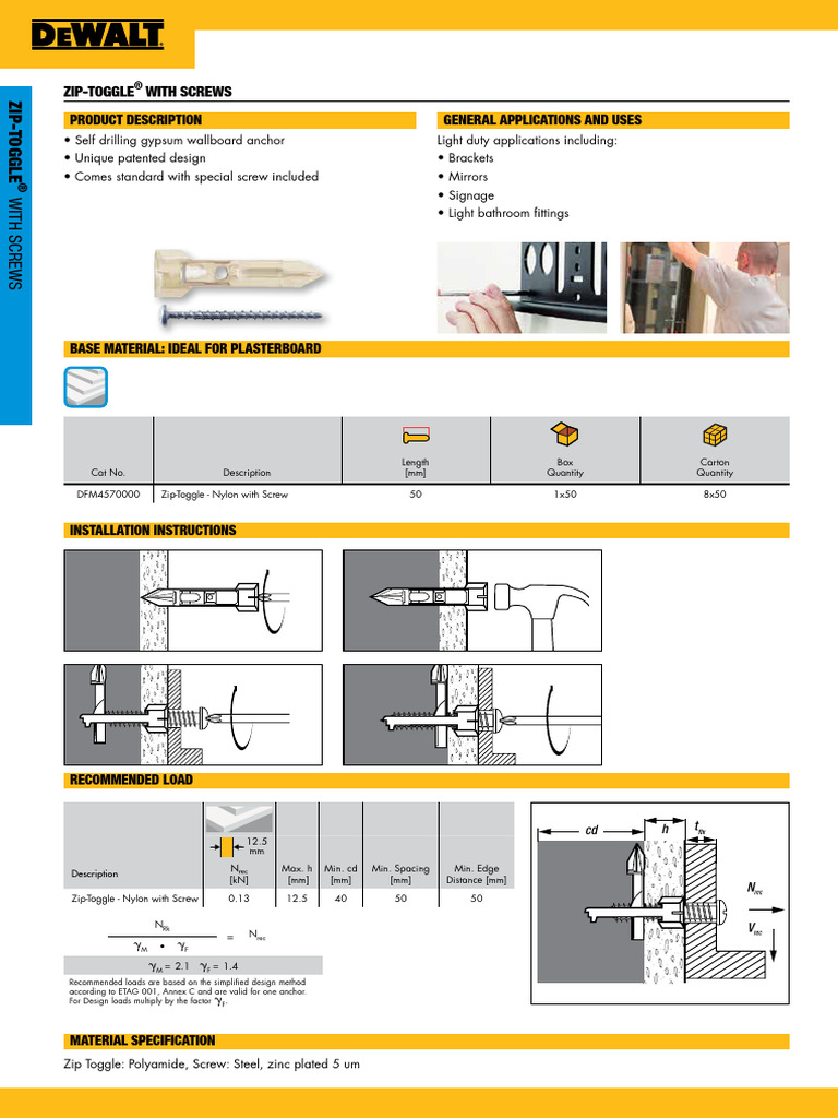 DW - Mechanical Anchors Zip Toggles TDS EN | PDF | Building Materials