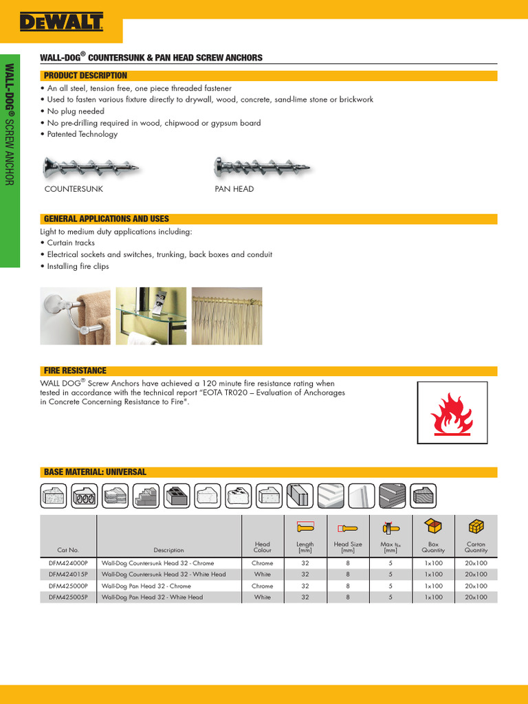 DW - Mechanical Anchors AF Technical Data SheetsUK Walldog | PDF ...