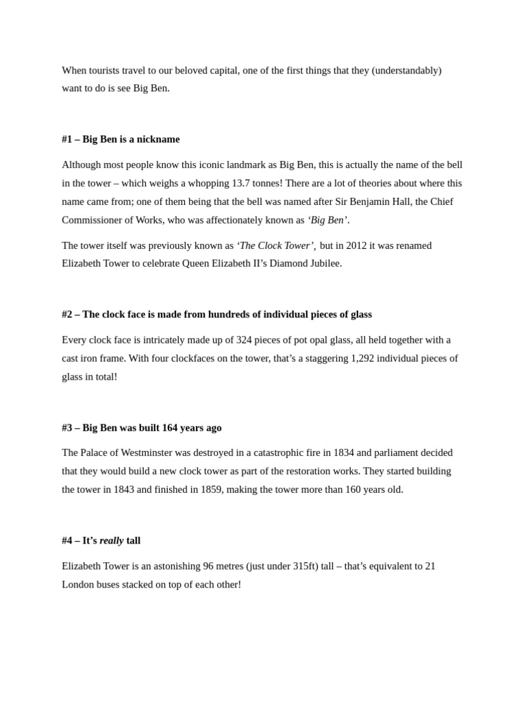 Big Ben Facts | PDF