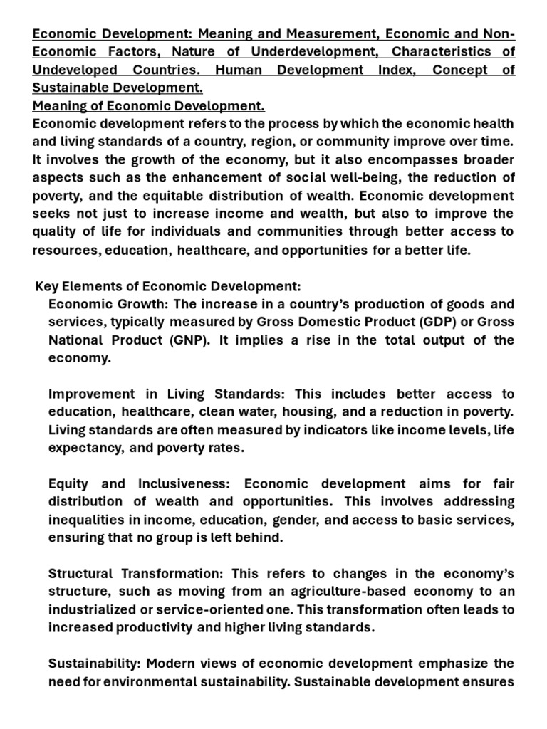 Understanding Economic Development Factors | PDF | Economic Growth ...