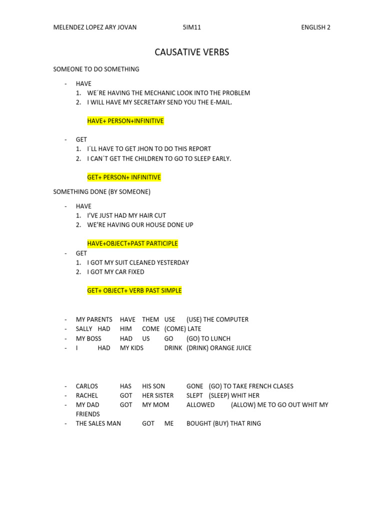 Causative Verbs | PDF