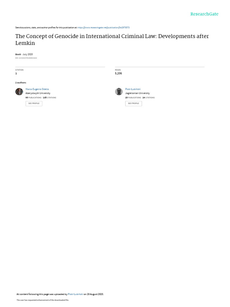 The Concept of Genocide in International Criminal Law | PDF | Genocides | Crimes Against Humanity