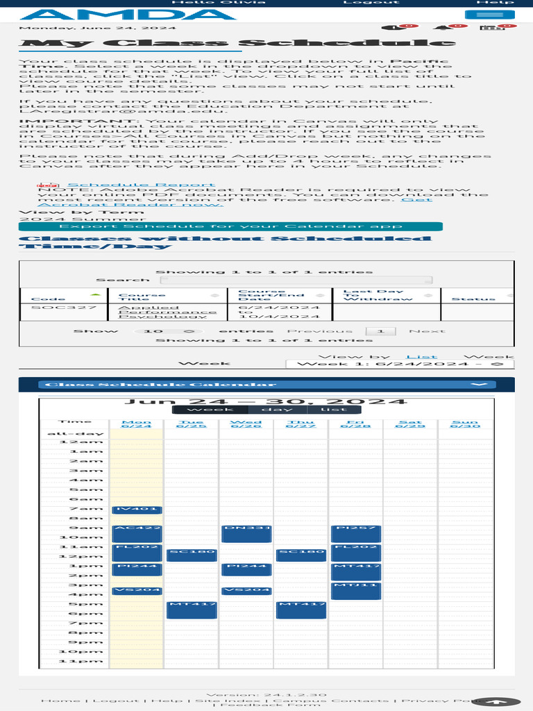 Httpsportal Amda edusecureStudentAcadClassSchedule Aspxsm 5 | PDF | Software | Computing