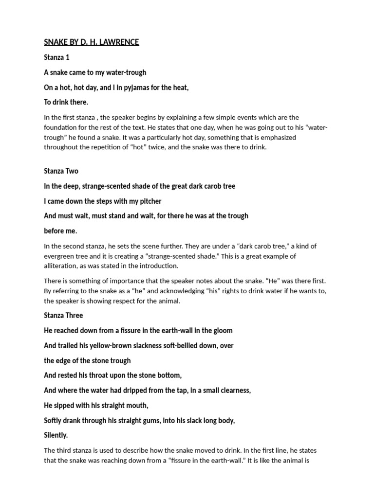 Snake Poem - Explanation | PDF