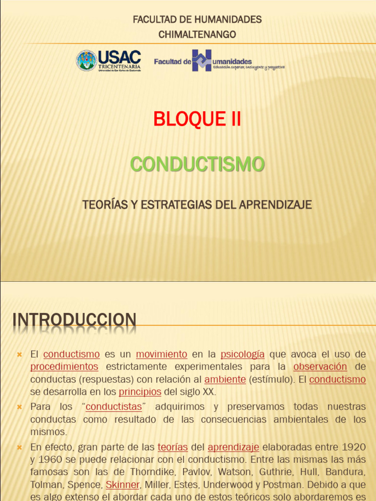 5-Teoria-Conductista Presentación | PDF | Behaviorismo | Aprendizaje