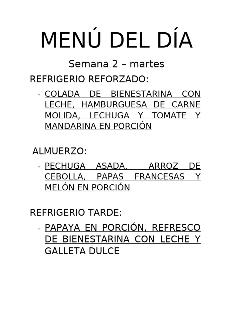 Menú Del Día | PDF