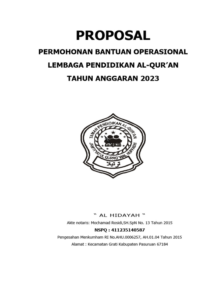 Proposal Bantuan TPQ | PDF