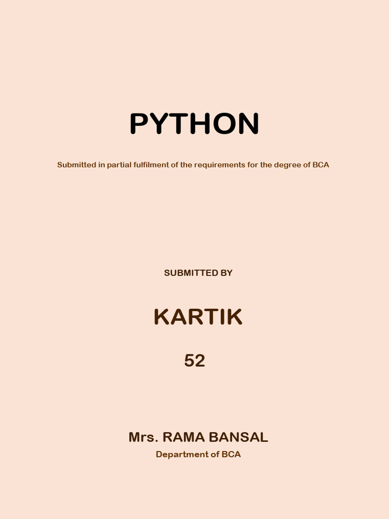 Python Projects for BCA Students | PDF