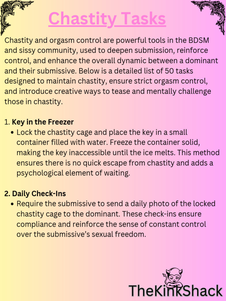 Chastity Tasks | PDF | Human Sexuality | Sexuality