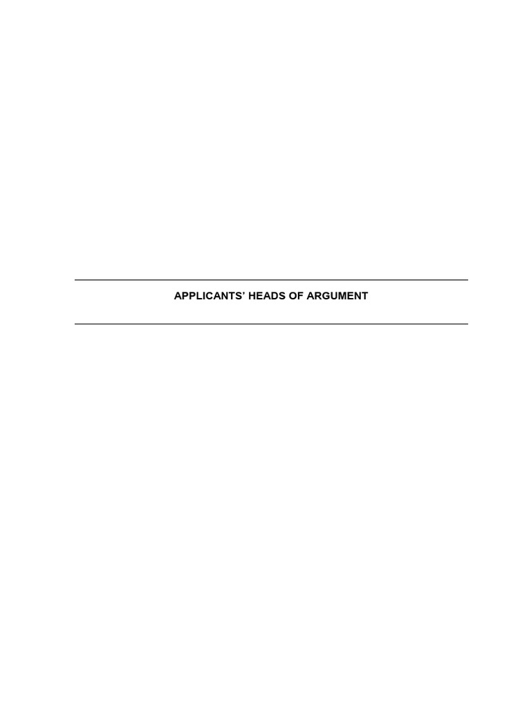 Applicant's Heads of Argument | PDF | Mergers And Acquisitions ...