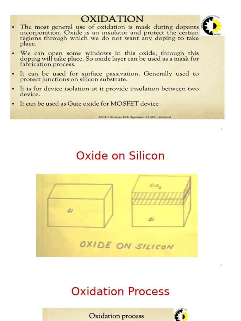 Oxidation Techniques in VLSI Processing | PDF | Ion | Silicon Dioxide