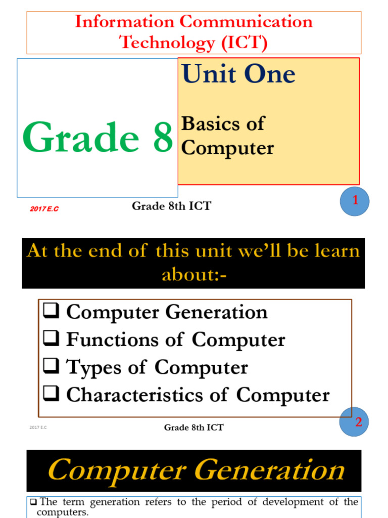 Grade 8 ICT: Computer Generations Overview | PDF | Computer Data ...