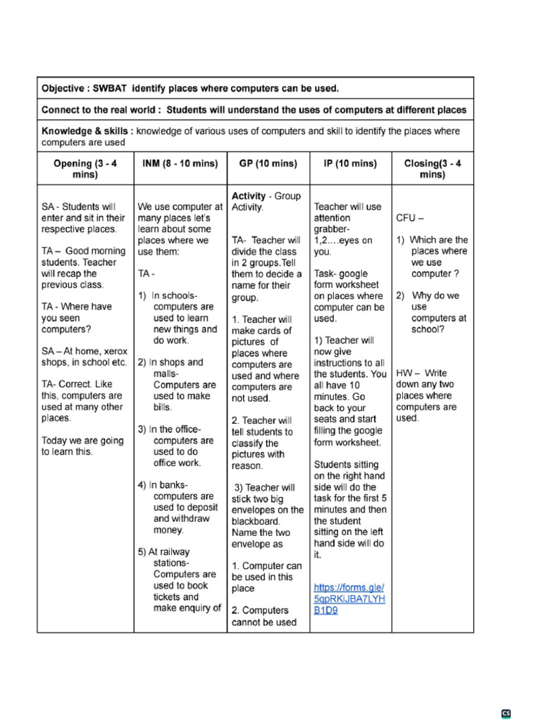Identify Places Where Computer Can Be Used | PDF