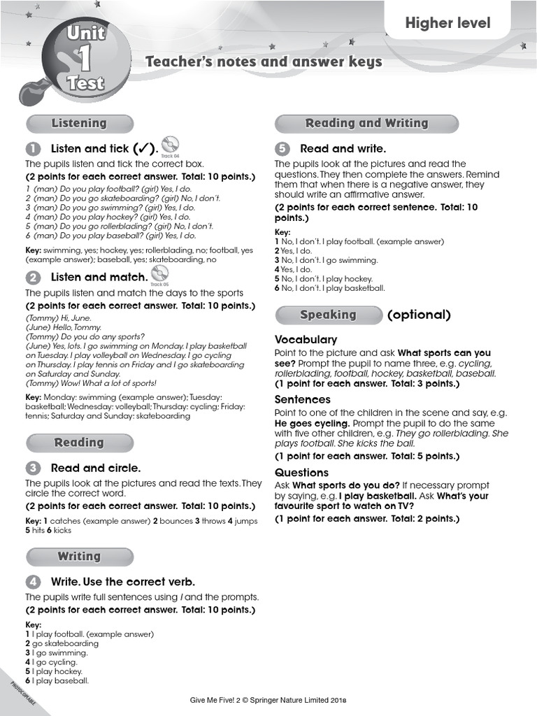GMF L2 Units 1-9 Higher Level Tests Answer Key | PDF | Vocabulary