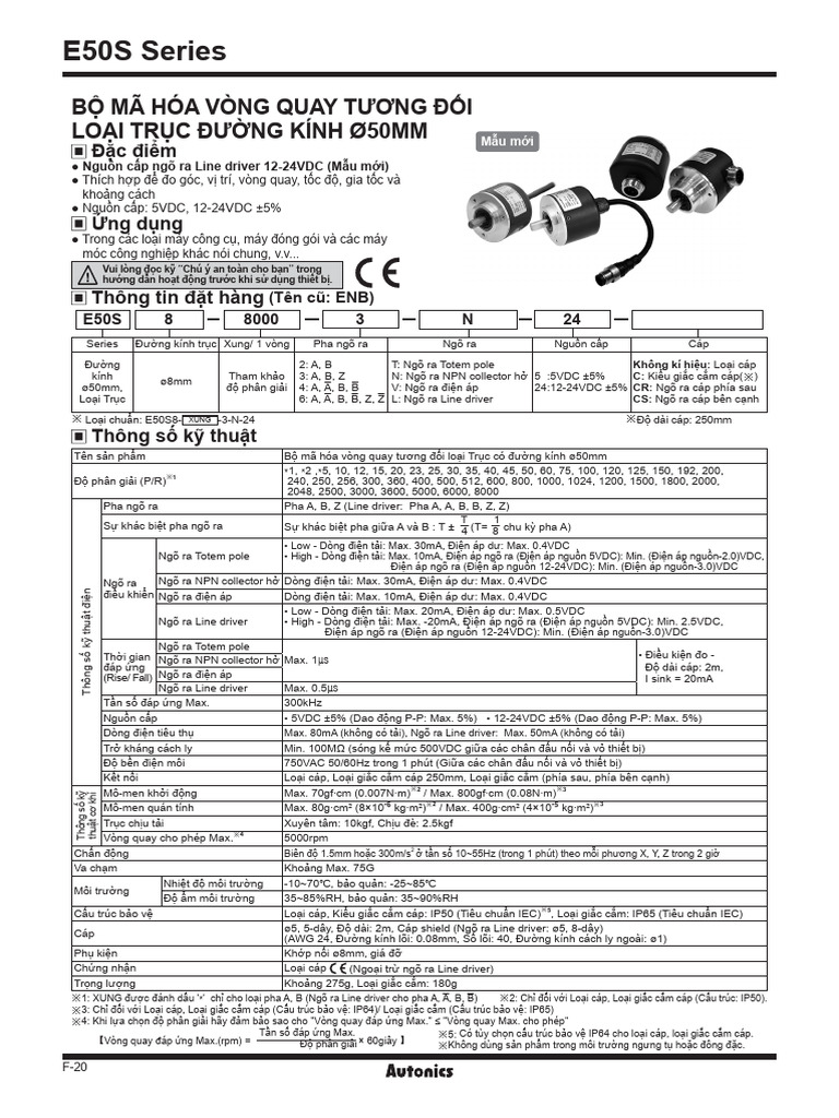 Huong Dan Su Dung Encoder Autonics E50S Series | PDF
