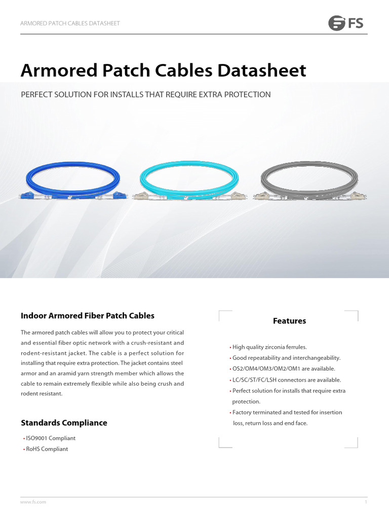 Armored Patch Cables Datasheet | PDF | Optical Fiber | Materials