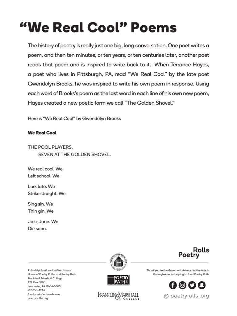 “We_Real_Cool”_Poems | PDF | Poetry