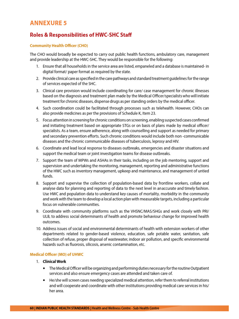 Roles and Responsibility HWC Staff | PDF | Patient | Nursing