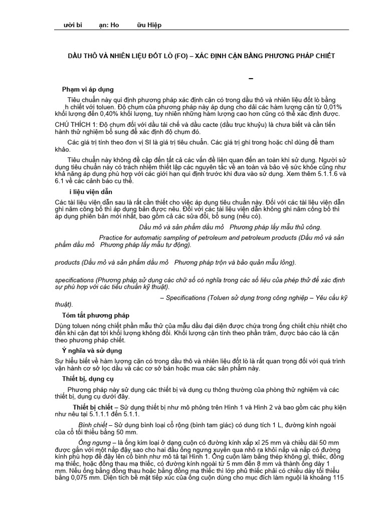 Bài 8 - Xác định hàm lượng cặn bằng pp chiết TCVN 9790-2013 - ASTM D473 | PDF