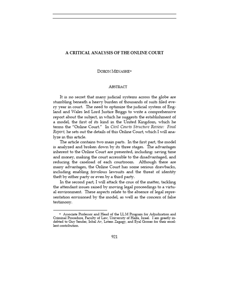 A Critical Analysis of The Online Court | PDF | Lawsuit | Judge