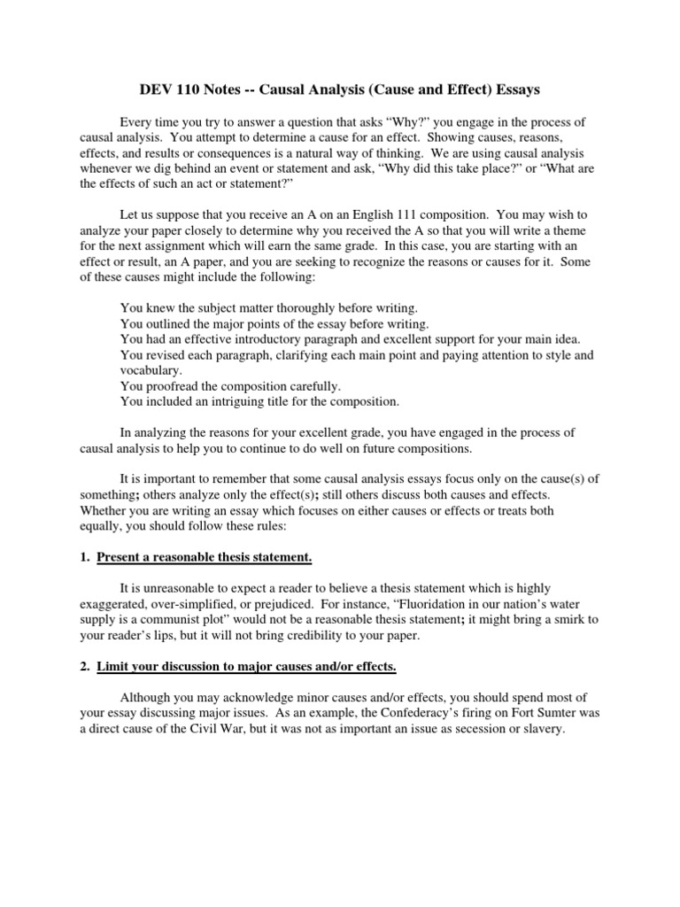 110 Notes Causal Analysis | PDF | Causality | Essays
