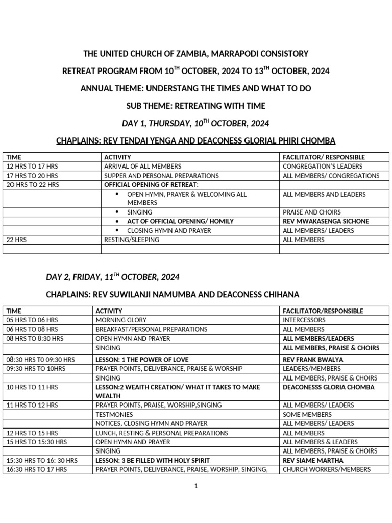 Retreat Programme | PDF | Hymns | Protestantism