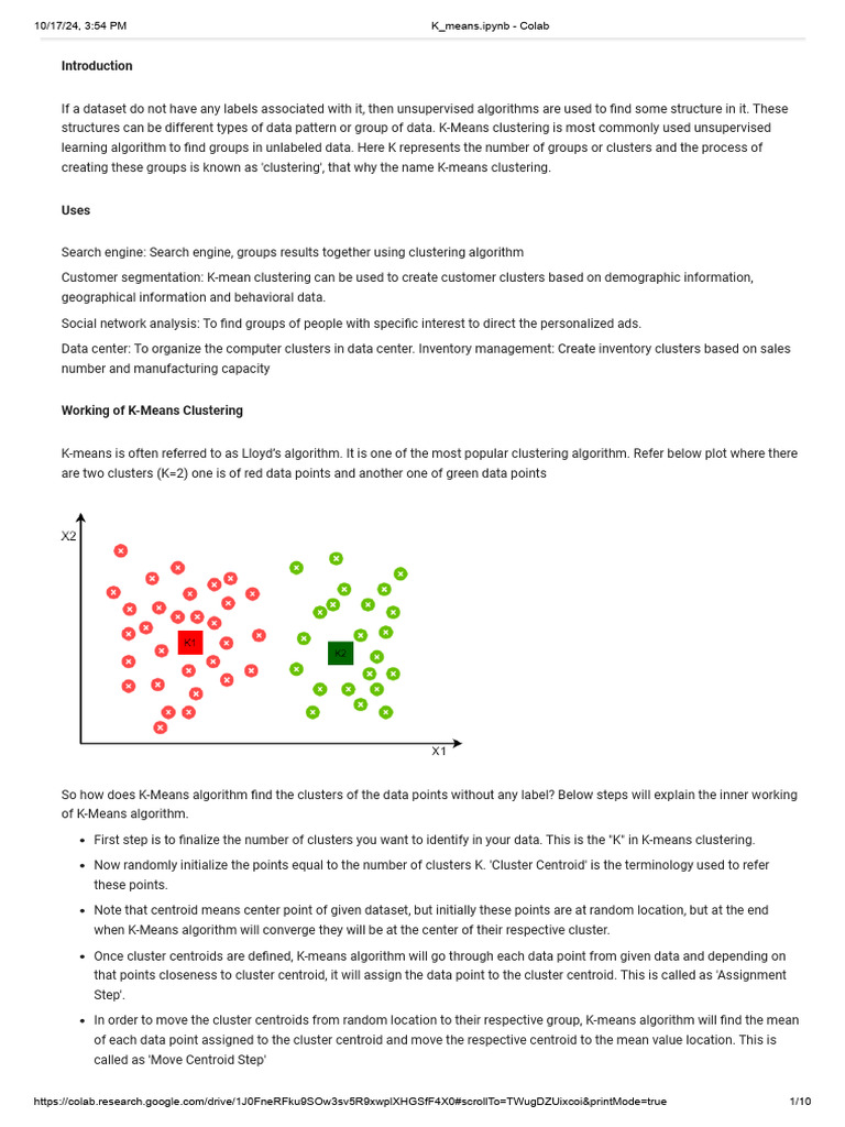 K Means Ipynb Colab Pdf Cluster Analysis Information Science
