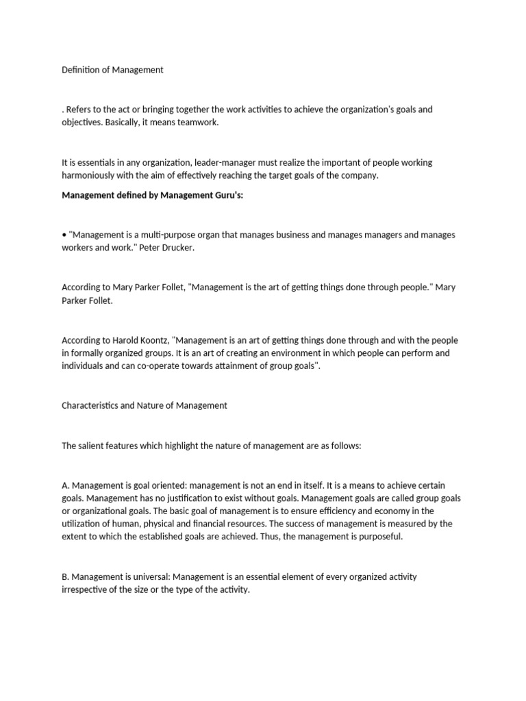 Definition of Management | PDF | System | Goal