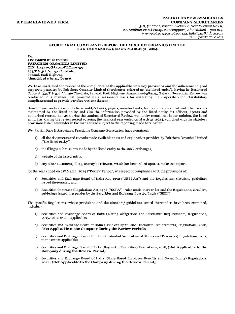 Secretarial Compliance Report 2023 24 | PDF Secretarial Compliance Report 2023 24 | PDF