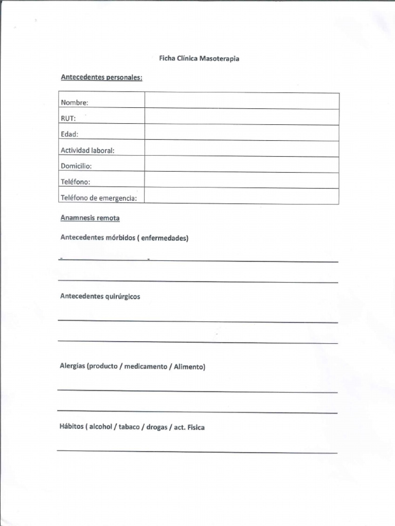 Ficha Masoterapia | PDF