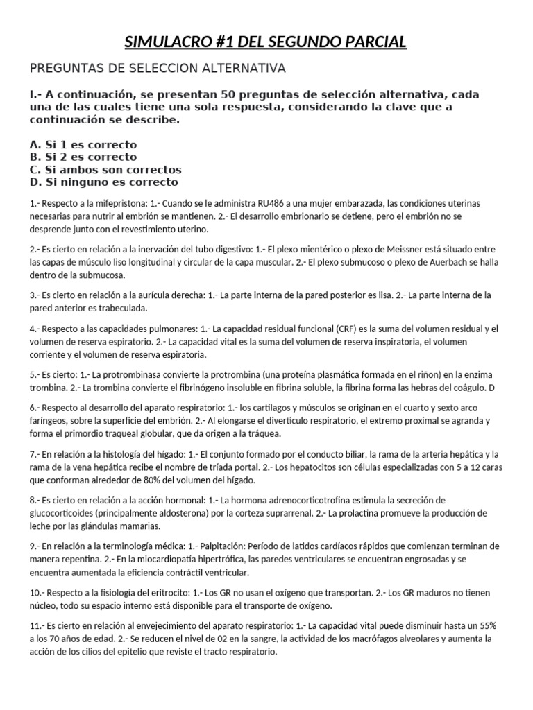 Simulacro 1 Segundo Parcial 2023-2024 Final | PDF | Apoptosis | Estómago