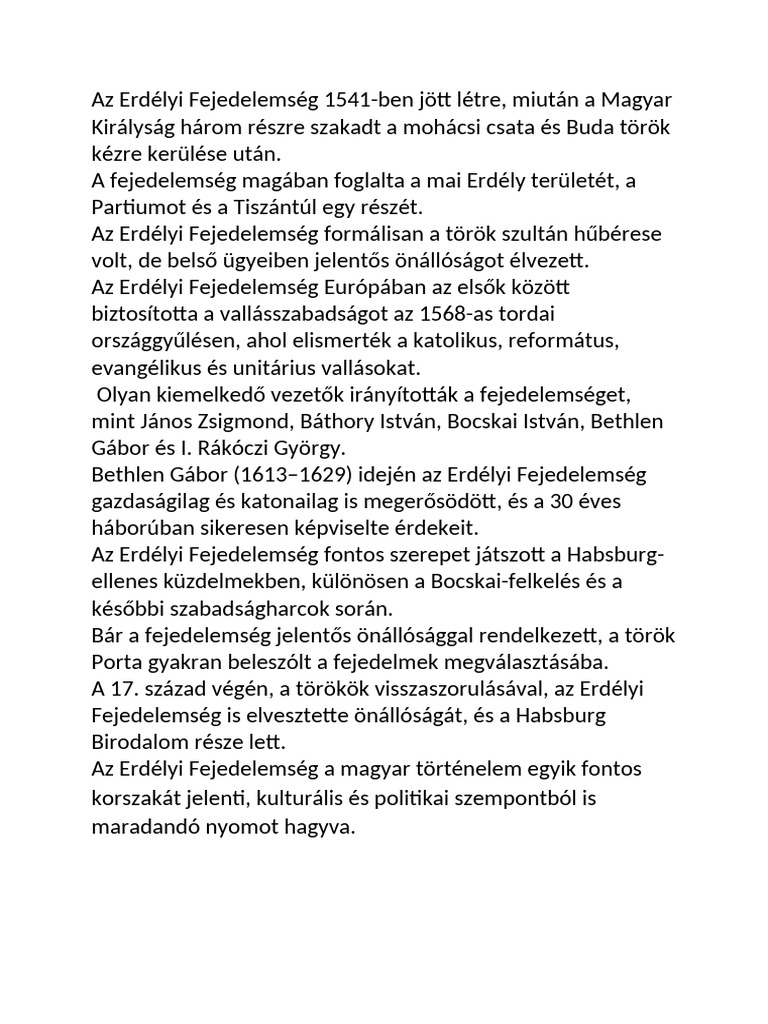 Az Erdélyi Fejedelemség 1541 | PDF